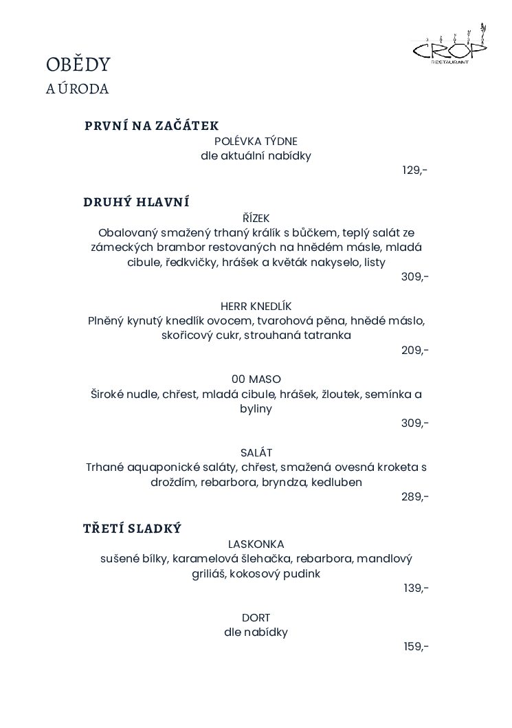 Menu | CROP restaurant